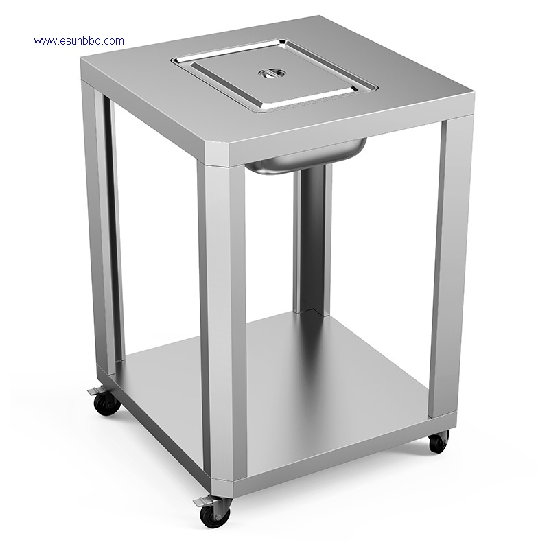 Outdoor Corner Kitchen Table with Ice Bucket Storage Tub