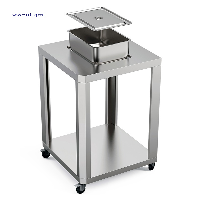 Outdoor Corner Kitchen Table with Ice Bucket Storage Tub